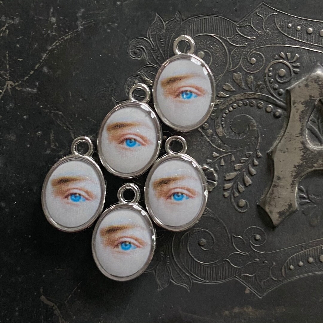 5pcs LOVER'S EYE CHARMS Tiny Custom Made Vintage Faux Mourning ...