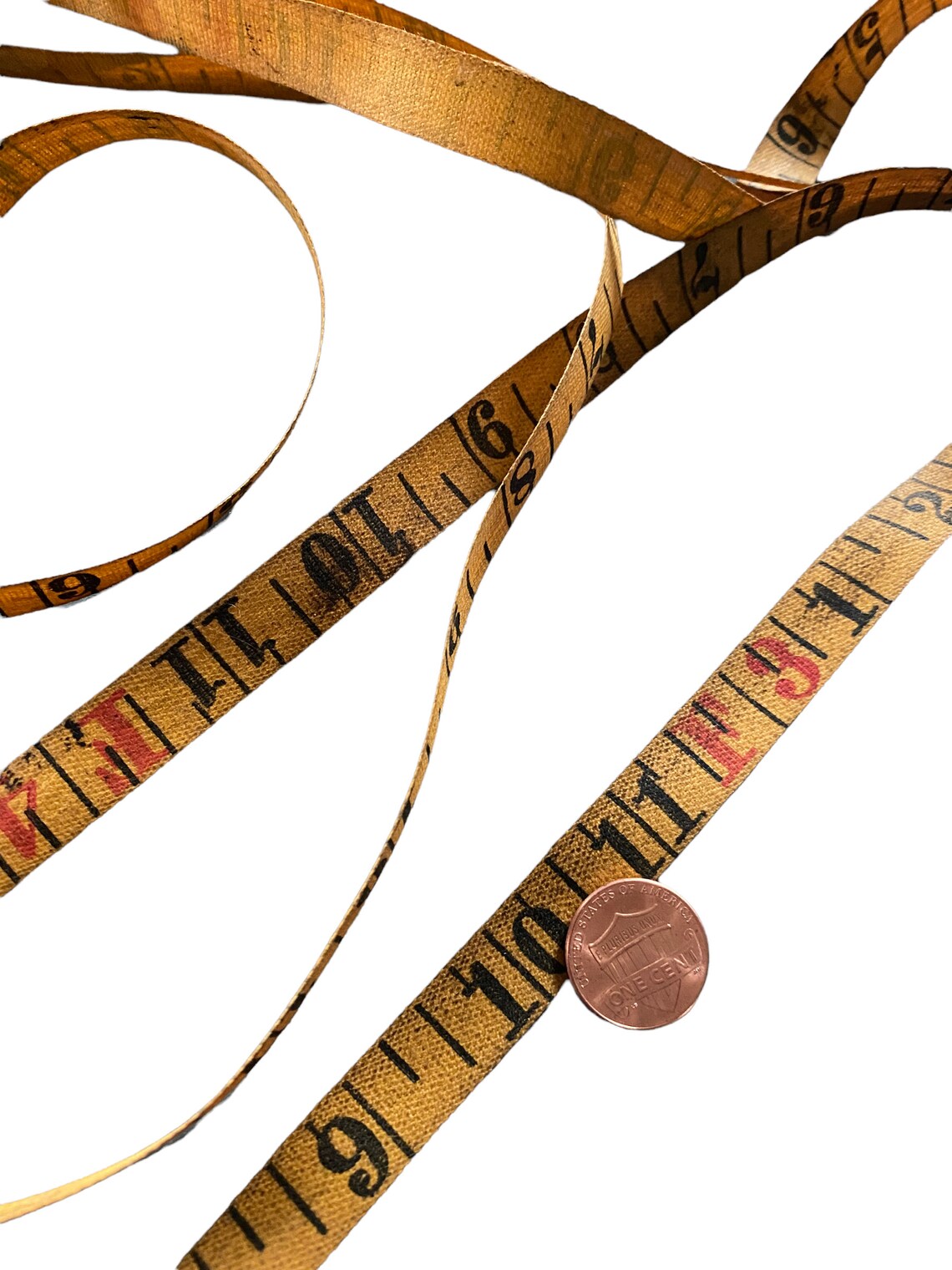2ft AGED MEASURING TAPE 1/2" Vintage Fabric Lengths Two Feet Trimmed ...