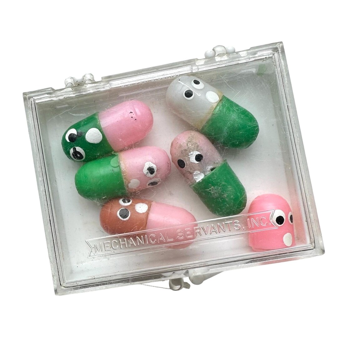 5pcs JUMPING BEAN TOYS Vintage Vending Prizes Tiny Plastic Roly Poly ...