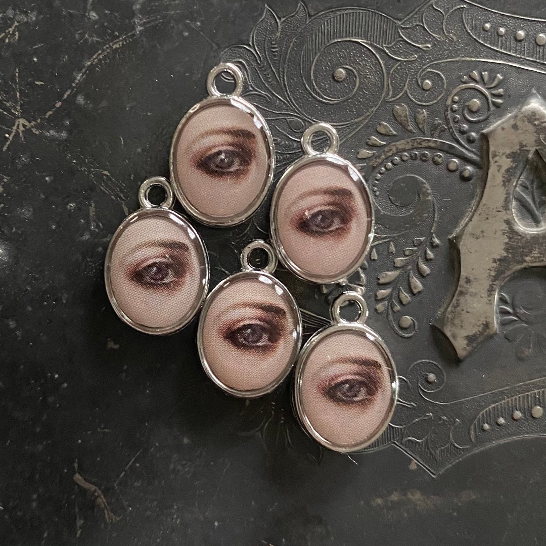 5pcs MOURNING EYE CHARMS Tiny Custom Made Vintage Faux Lover's Eye ...