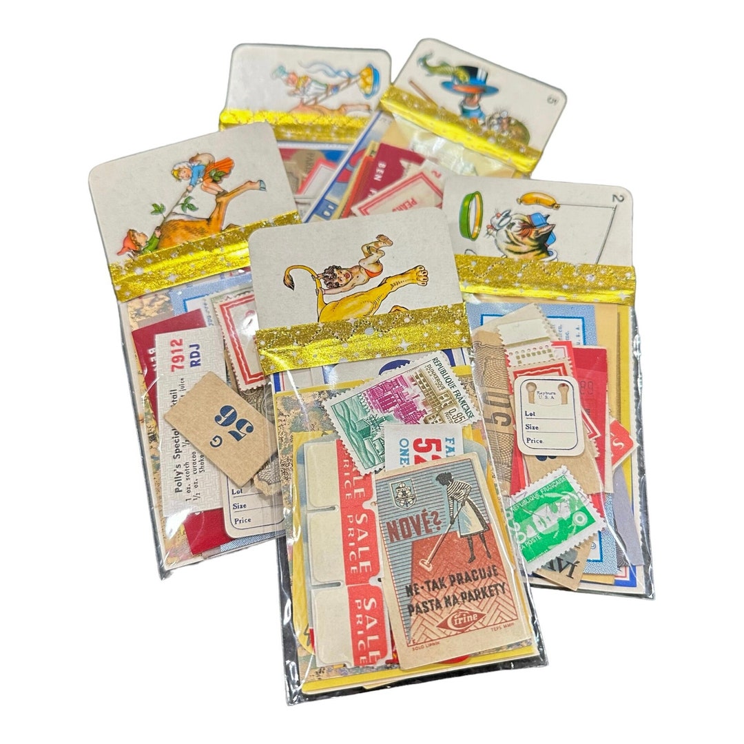 30pcs MINI EPHEMERA PACK 3-1/2" Vintage Mystery Paper Lot Labels ...