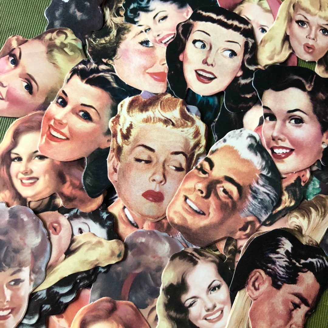 20+pcs RETRO HEAD STICKERS Glamorous Ladies & Gentleman Old School ...