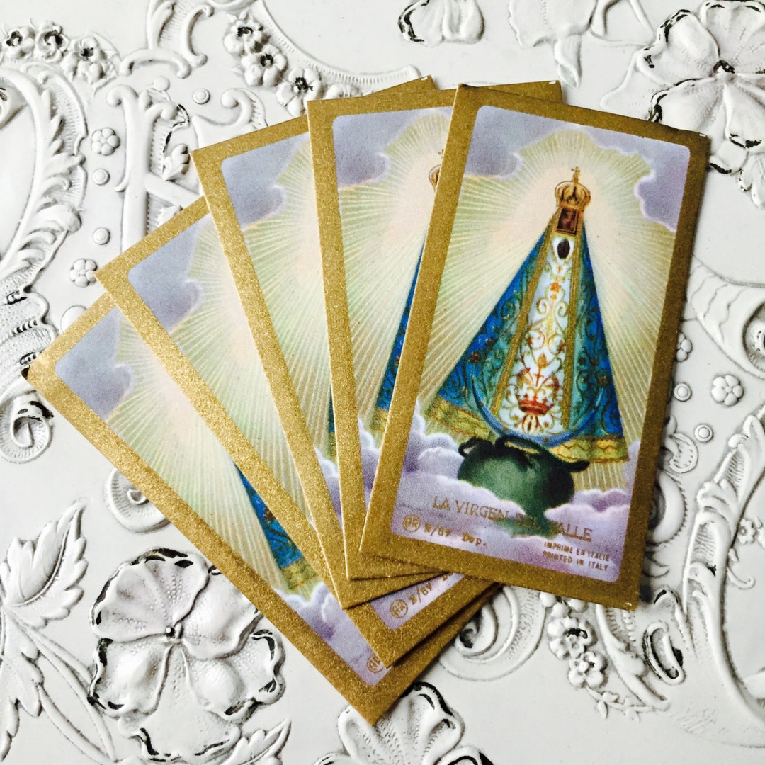 2pcs VINTAGE BLACK MADONNA 2.75" Virgen De Valle Prayer Cards Black ...