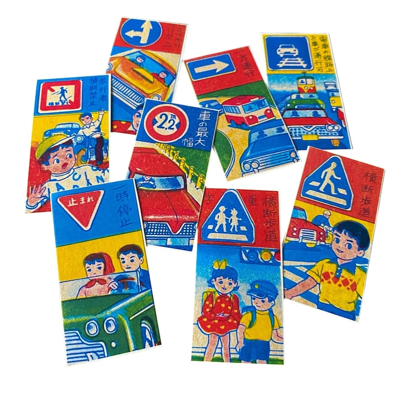 8pcs RETRO CHILDREN STICKERS 2.38" Vintage Japanese Menko Card Prints ...