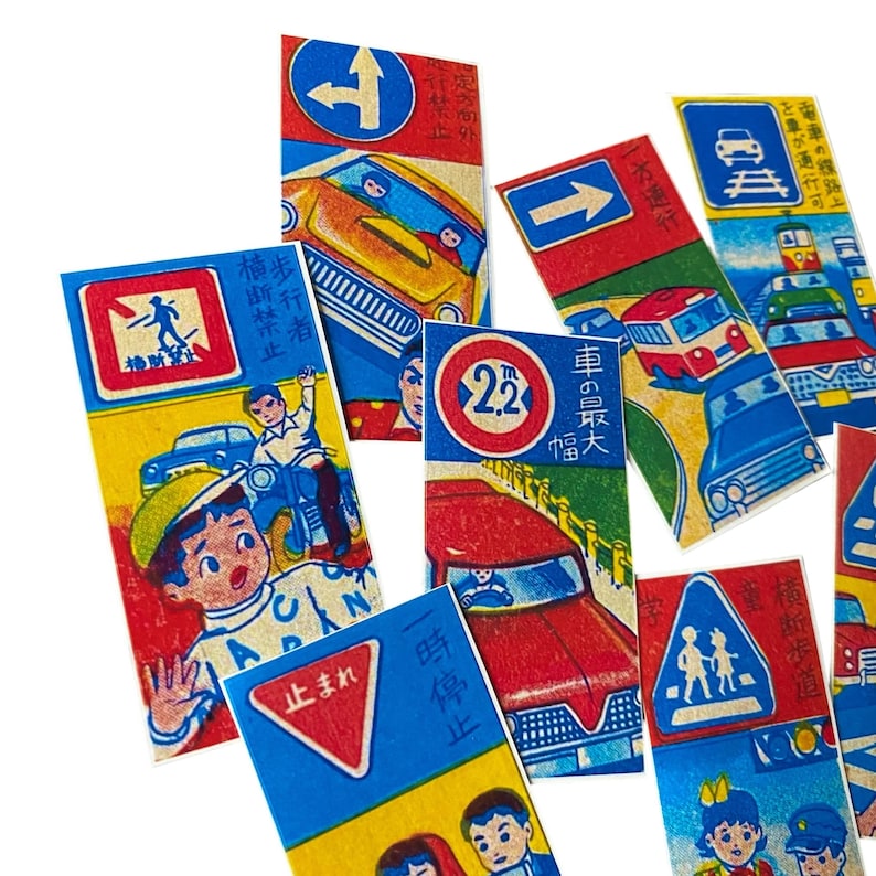 8pcs RETRO CHILDREN STICKERS 2.38" Vintage Japanese Menko Card Prints ...