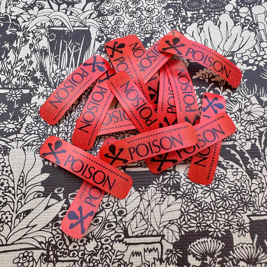 25pcs MINI POISON LABELS 1-1/2" Vintage Medicine Stickers Skull ...