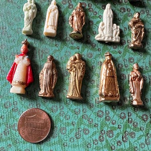 1 Tiny Saint Statue 1" Vintage Pocket Shrine Miniature Little ...