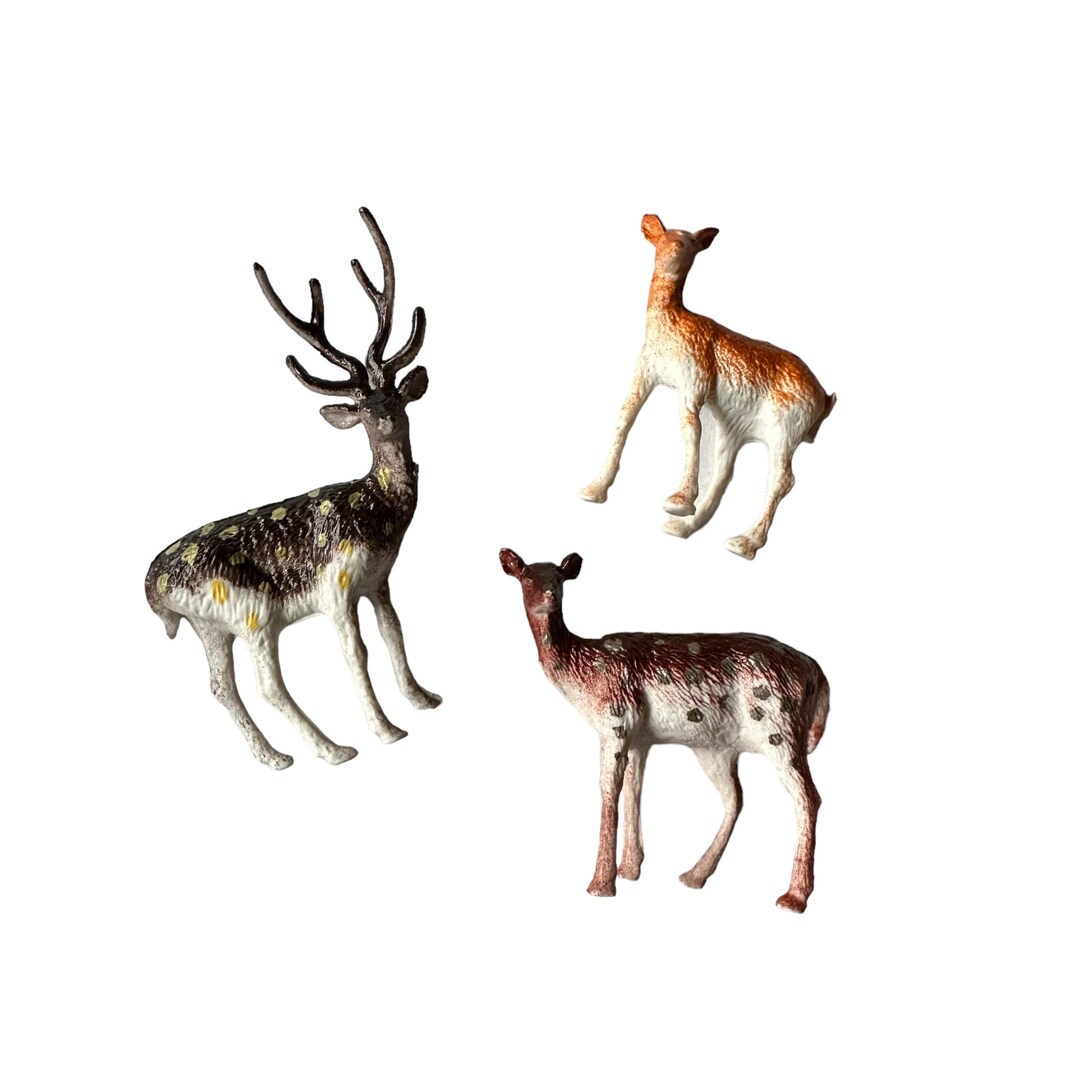 3pcs MINIATURE PLASTIC DEER Tiny Christmas Crafting Supplies Snowglobe ...