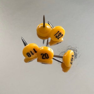 VINTAGE NUMBERED TACKS 8mm Map Push Pins Old School Office Supplies ...