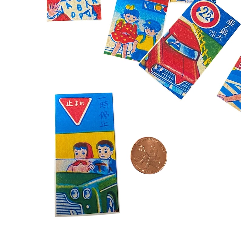 8pcs RETRO CHILDREN STICKERS 2.38" Vintage Japanese Menko Card Prints ...