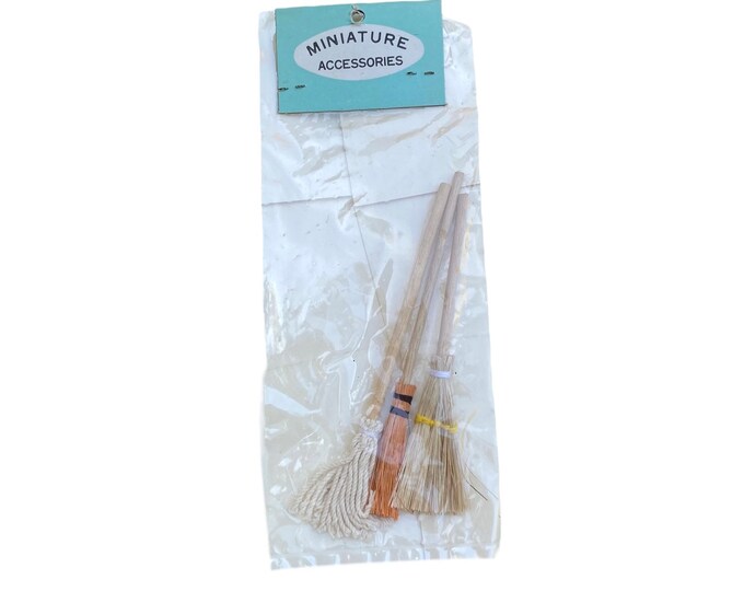 ⱽᴵᴺᵀᴬᴳᴱ MINI BROOM COLLECTION 4" Vintage Doll House Brooms Witch ...
