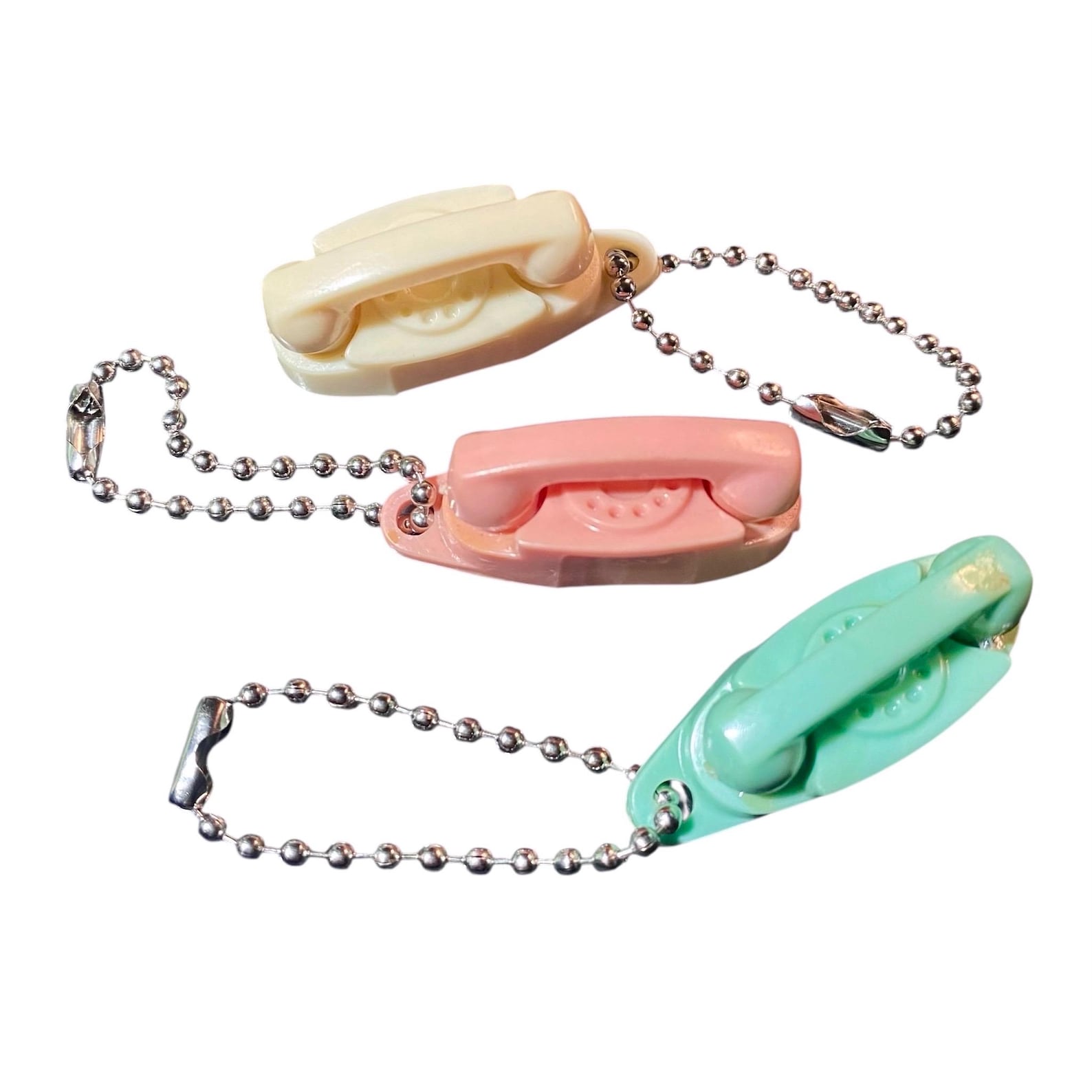 1pc PRINCESS PHONE KEYCHAIN Vintage Miniature Phone Plastic Charm Key ...
