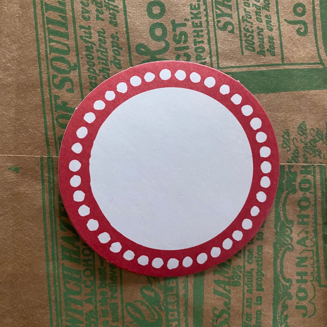 10pcs BORDERED BLANK LABELS Round Circle Red Border Self-adhesive Seals ...