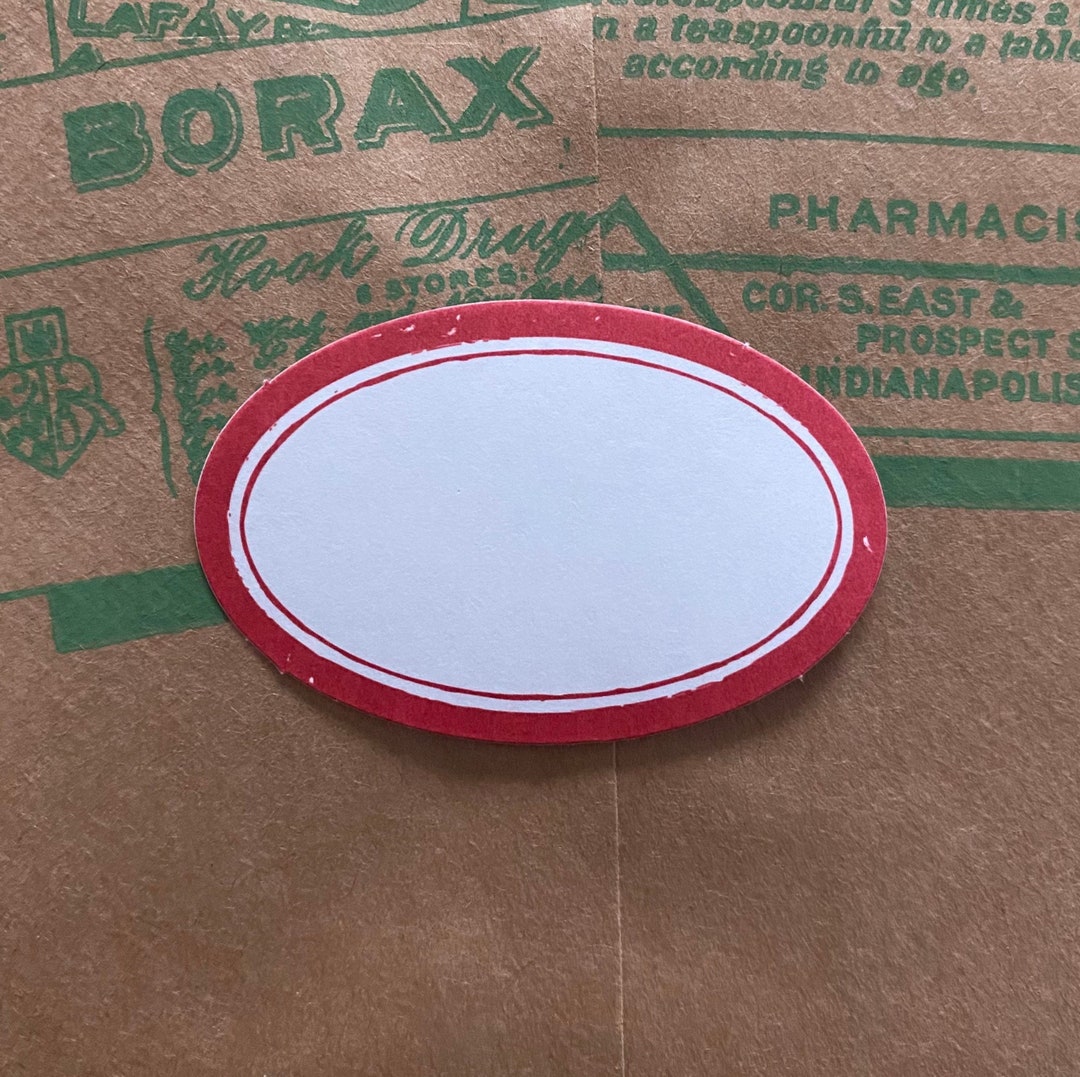 10pcs BORDERED BLANK LABELS Oval Red Border Self-adhesive Seals ...