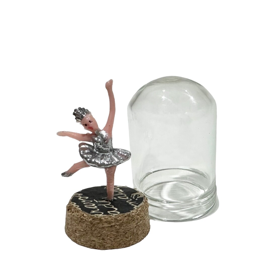 TINY BALLERINA CLOCHE 1-1/2 Vintage Dancer Under Glass Miniature ...