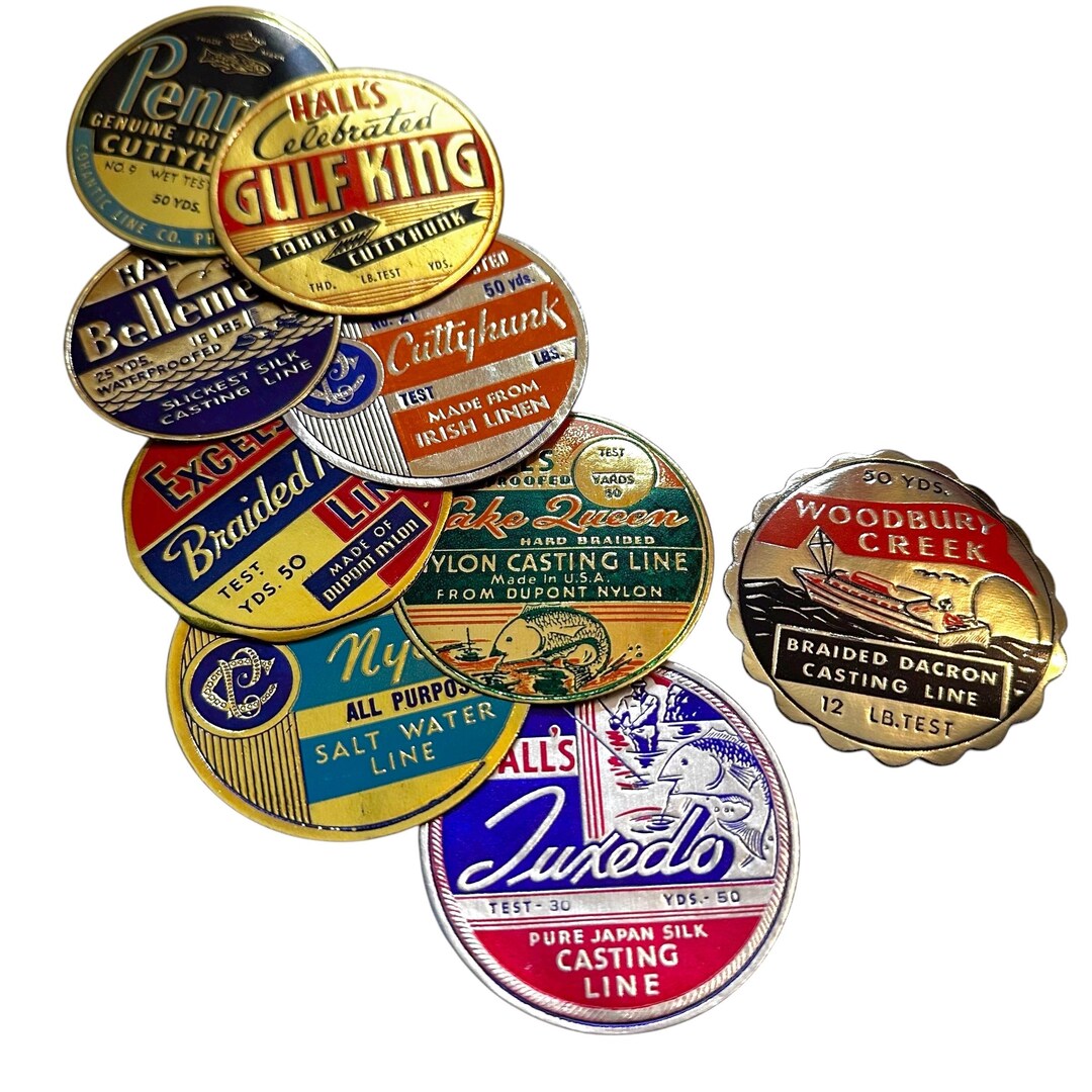 1 Foil Fishing Line Label 2" Vintage Fish Ephemera Single Label Your ...