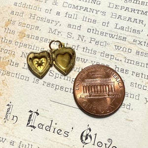1pc TINY STAR LOCKET 1/2" Vintage Heart Shaped Charm Retro Brass ...