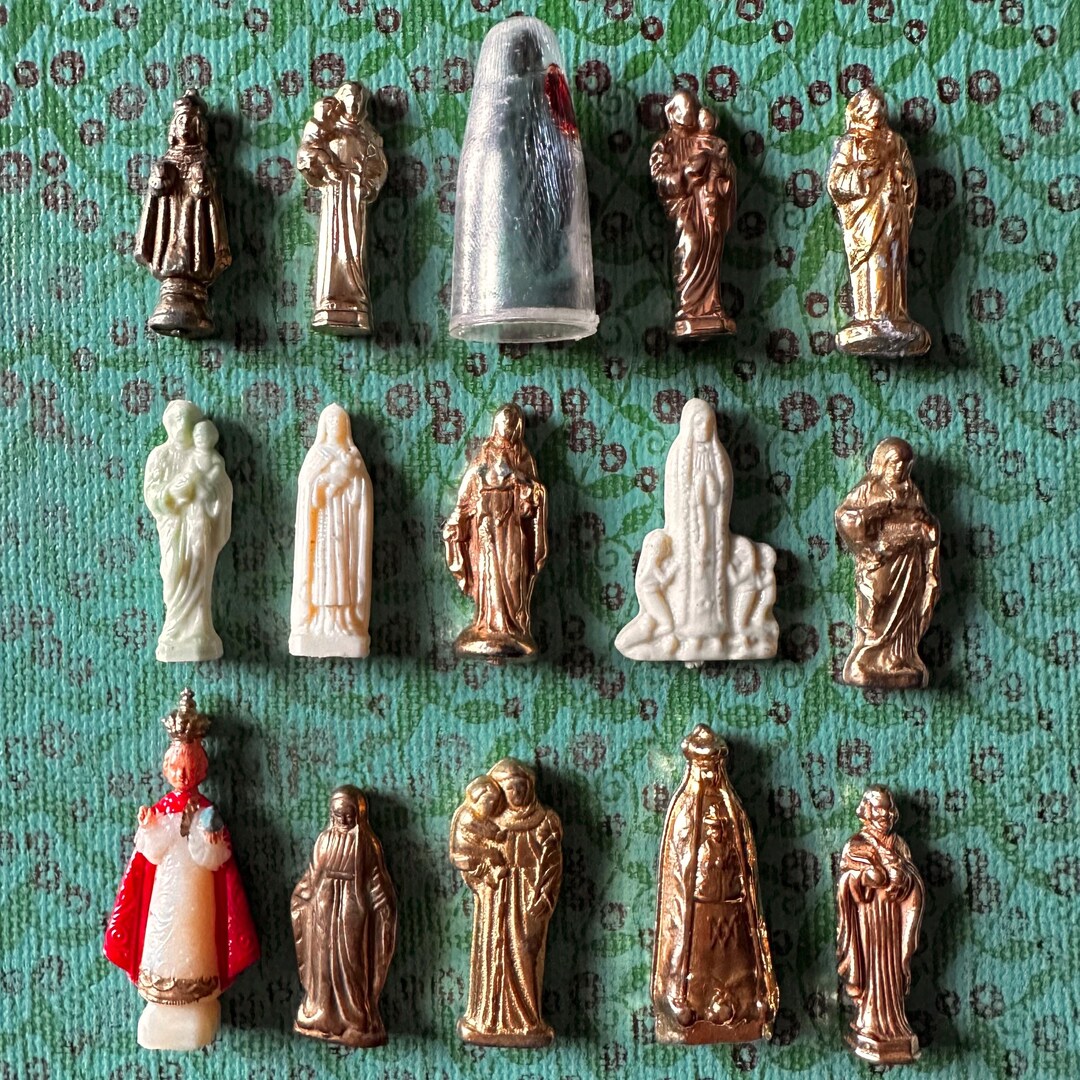 1pc TINY SAINT STATUE 1" Vintage Pocket Statue Tiny Miniature Shrine ...