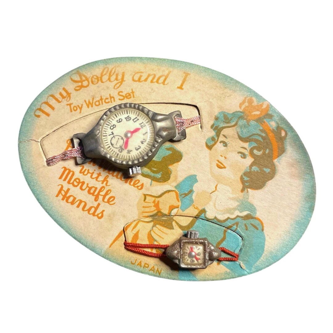 2pcs VINTAGE TOY WATCHES Set "my Dolly and I" With Original Litho Card ...
