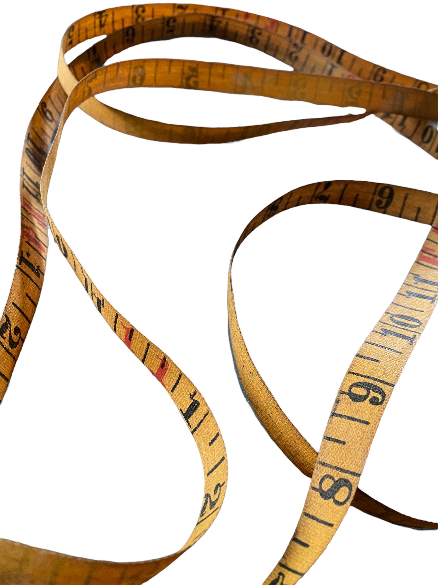 2ft AGED MEASURING TAPE 1/2" Vintage Fabric Lengths Two Feet Trimmed ...