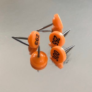 VINTAGE NUMBERED TACKS 8mm Map Push Pins Old School Office Supplies ...