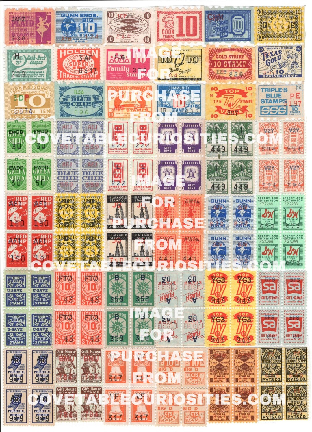 ᴰᴵᴳᴵᵀᴬᴸ VINTAGE TRADING STAMPS 10 X 7 High Resolution Scan Mid Century ...