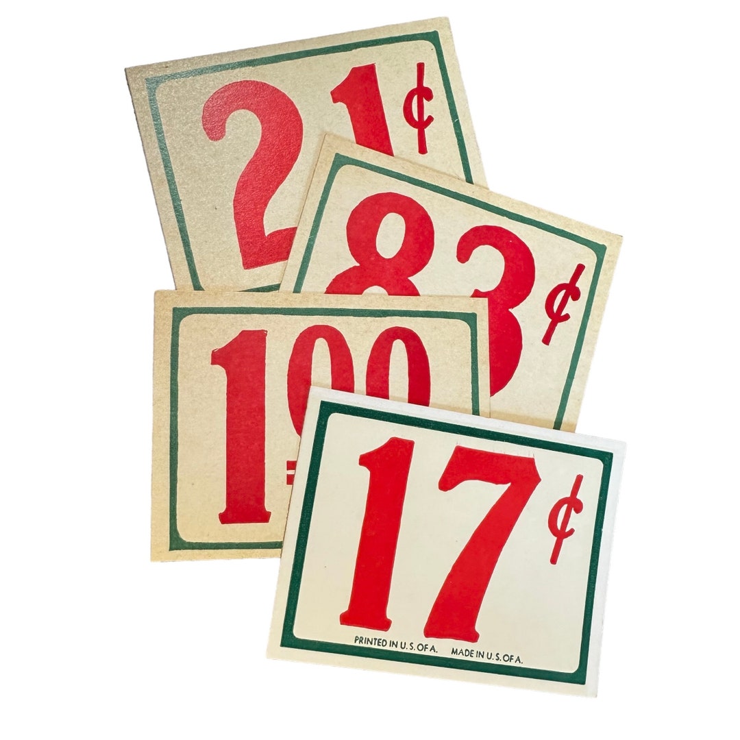 4pcs OLD PRICE TAGS 3" Vintage Cardboard Display Signs Dusty + Aged ...