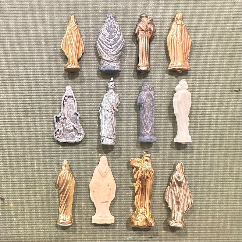 1pc TINY SAINT STATUE 1" Vintage Pocket Statue Tiny Miniature Shrine ...