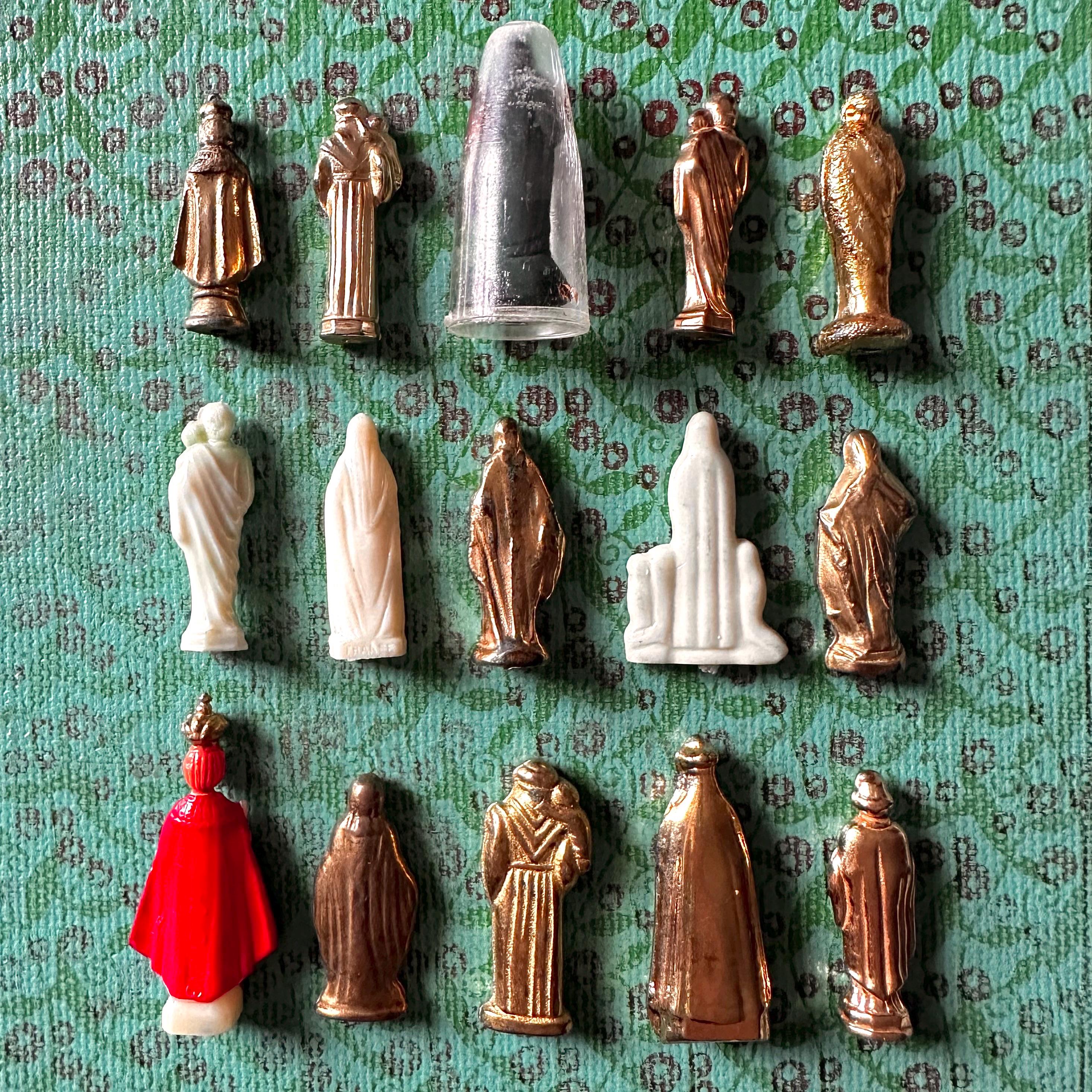1 Tiny Saint Statue 1" Vintage Pocket Shrine Miniature Little ...