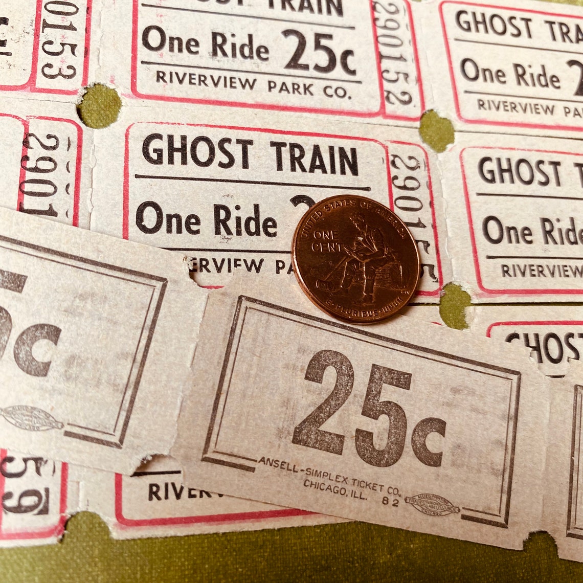 ⱽᴵᴺᵀᴬᴳᴱ 5pcs GHOST TRAIN TICKETS Vintage Carnival Ride Fair | Etsy