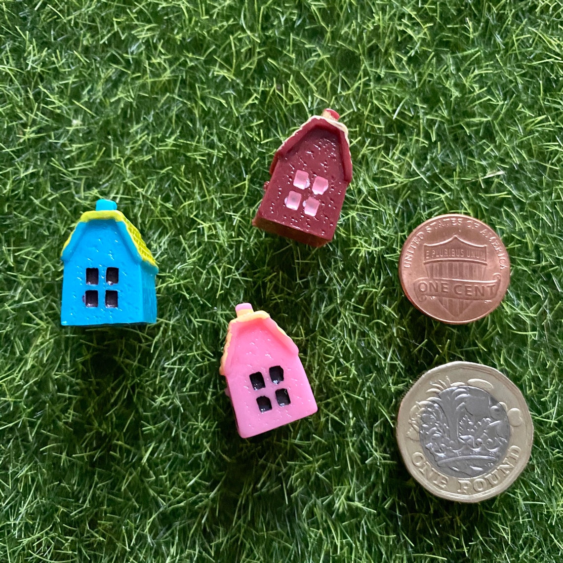 3pcs TINY PLASTIC HOUSES Super Mini Cottages Hand Painted - Etsy