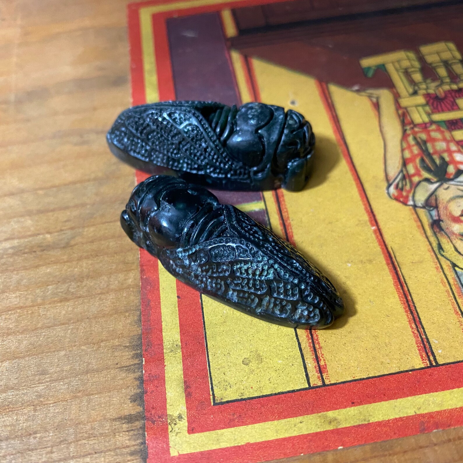 1pc CARVED STONE CICADA Intricately Detailed Tumbled Black - Etsy