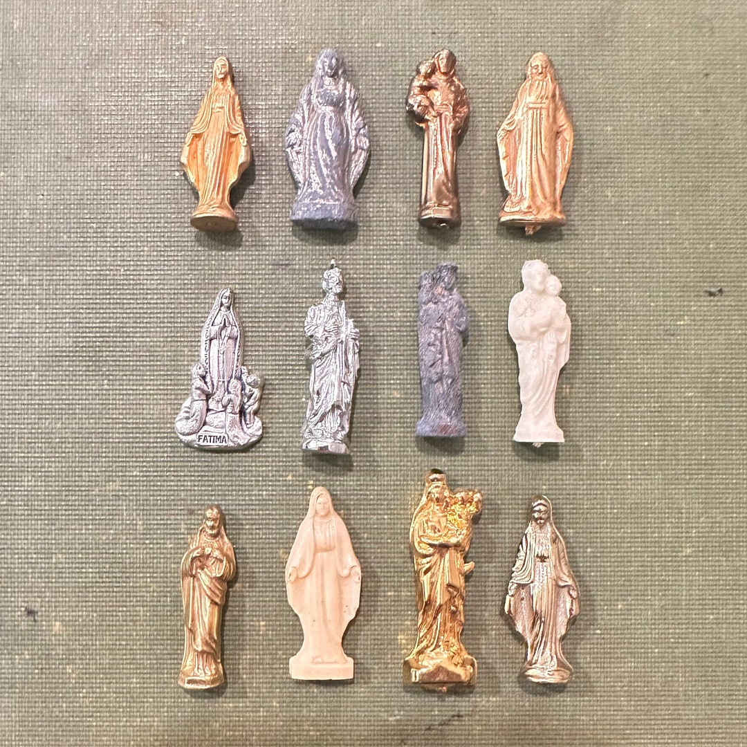 1pc TINY SAINT STATUE 1" Vintage Pocket Statue Tiny Miniature Shrine ...