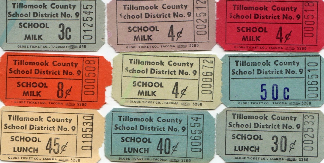 VINTAGE TICKETS LOT 1950s Lunch Milk Coupons Paper Ephemera Gorgeous ...