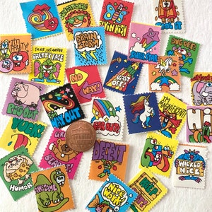 15pcs 1980s STICKER STAMPS Vintage Gummed Stickers Retro Graphics Seals ...