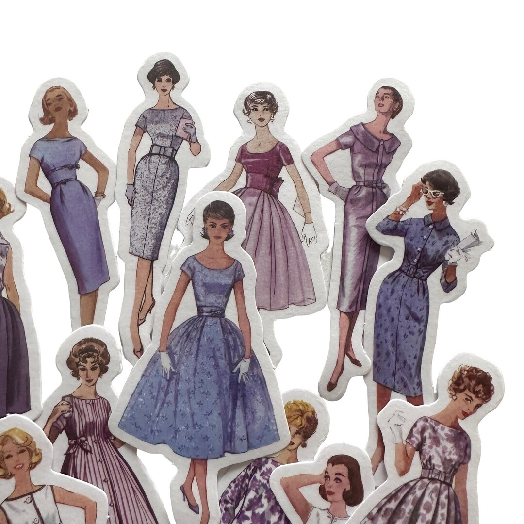 20pcs 60s FASHION STICKERS 2 Vintage Retro Catalog Advertisements ...