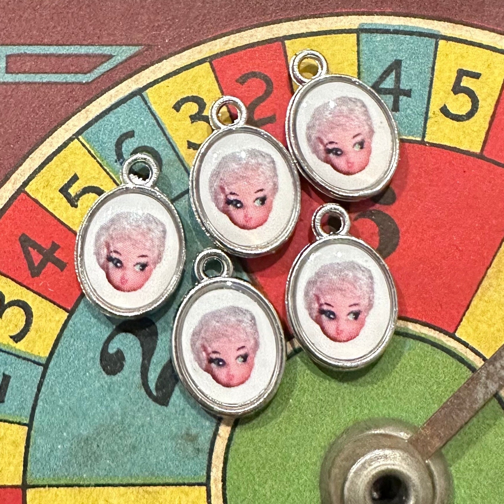 5pcs DOLL FACE CHARMS Mini Pendants Custom Made Blonde Bubble Cut ...