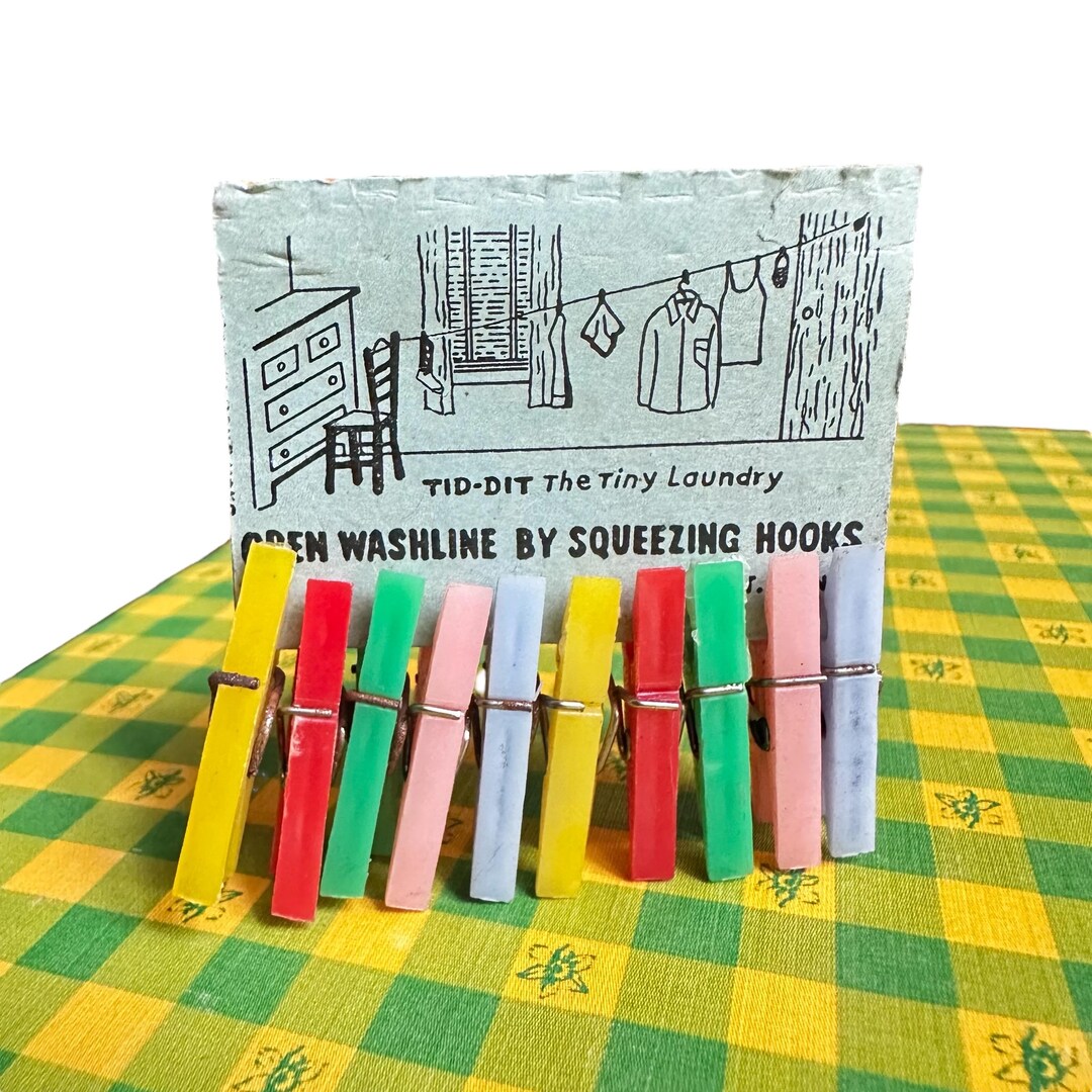 THE TINY LAUNDRY Vintage Tid-dit Doll Washing Line Toy Set Miniature on ...