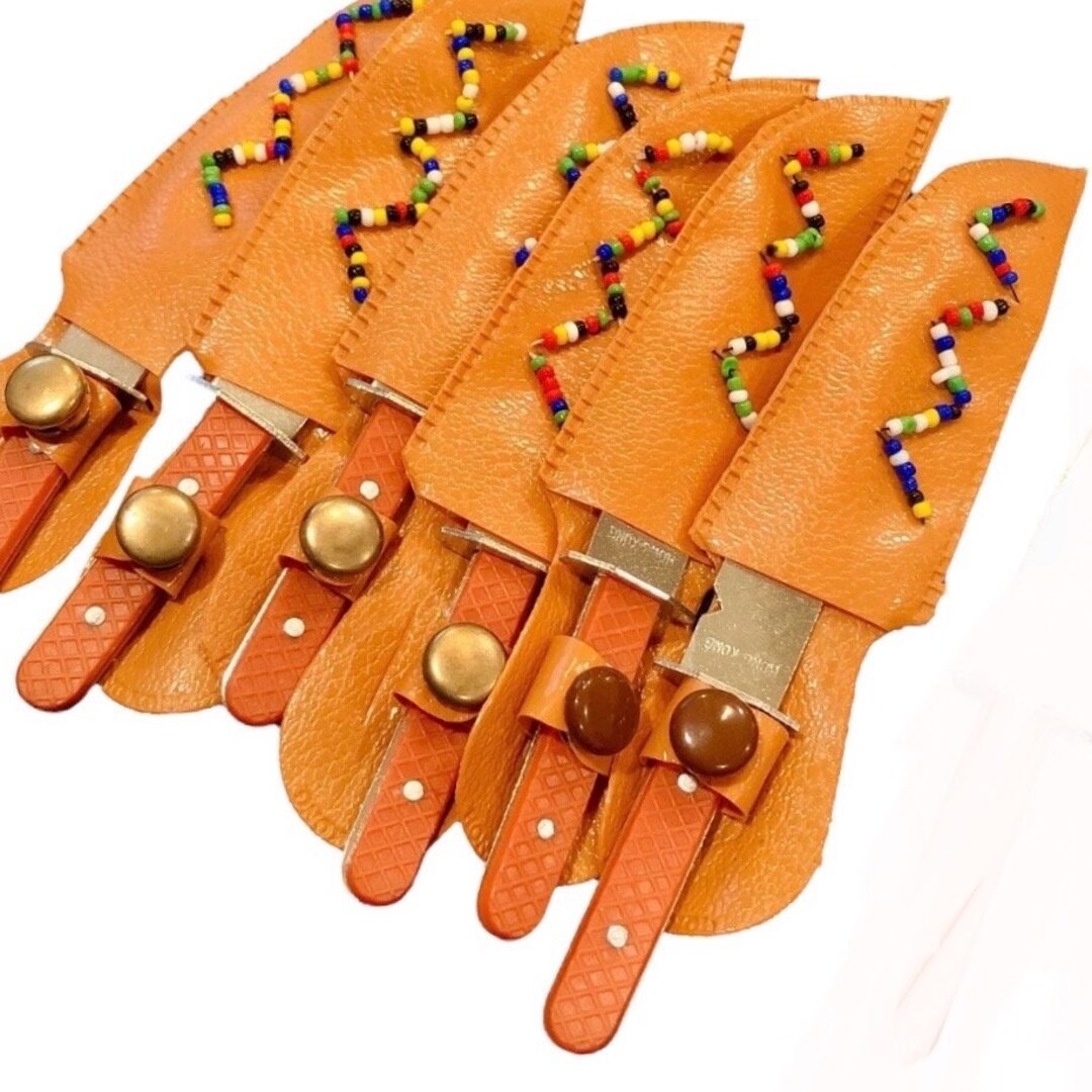 2pcs MINIATURE TOY KNIFE 4 Vintage Glass Beaded Sheath or Plain ...