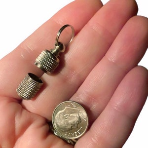 1pc SILVER CAPSULE CHARM 7/8" Tiny Tube Locket Stainless Cylinder ...