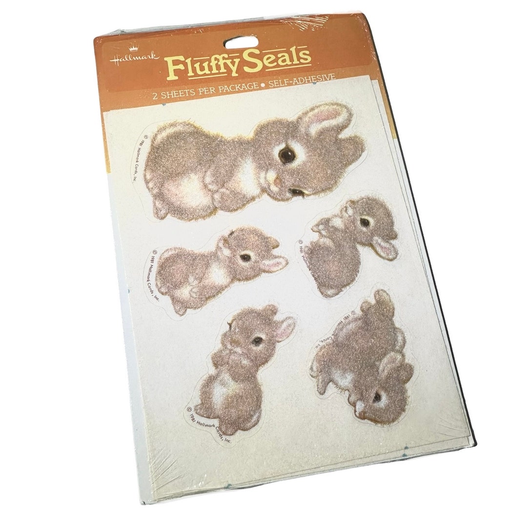 1pkg HALMARK FLUFFY SEALS Vintage Stickers Flocked Easter Rabbits ...