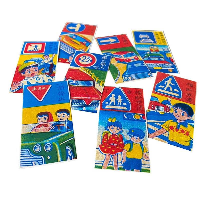 8pcs RETRO CHILDREN STICKERS 2.38" Vintage Japanese Menko Card Prints ...
