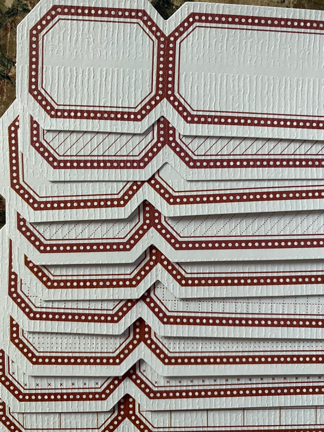 20pcs FANCY BLANK LABELS Long Pattern Brown Border Self-adhesive ...