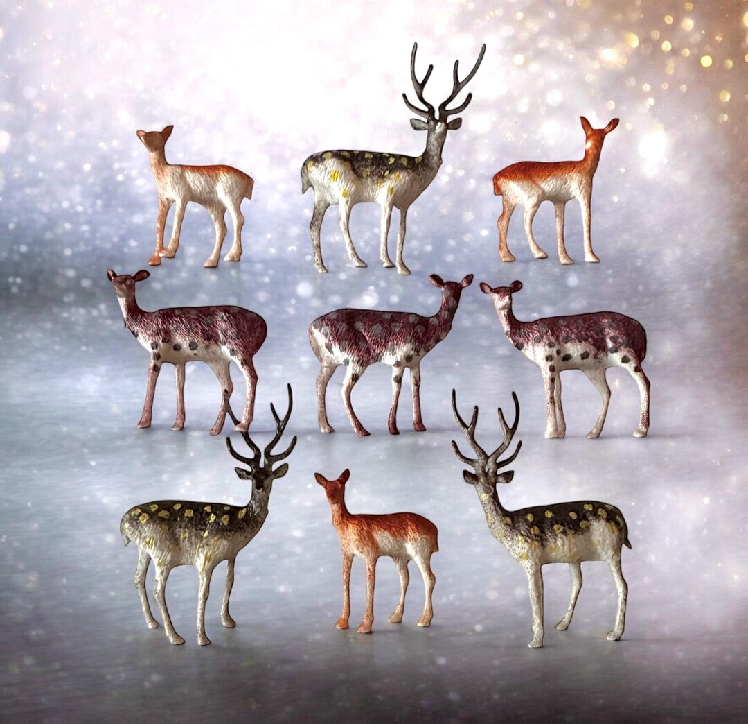 6pcs MINI PLASTIC DEER Tiny Christmas Miniatures Crafting Supplies ...