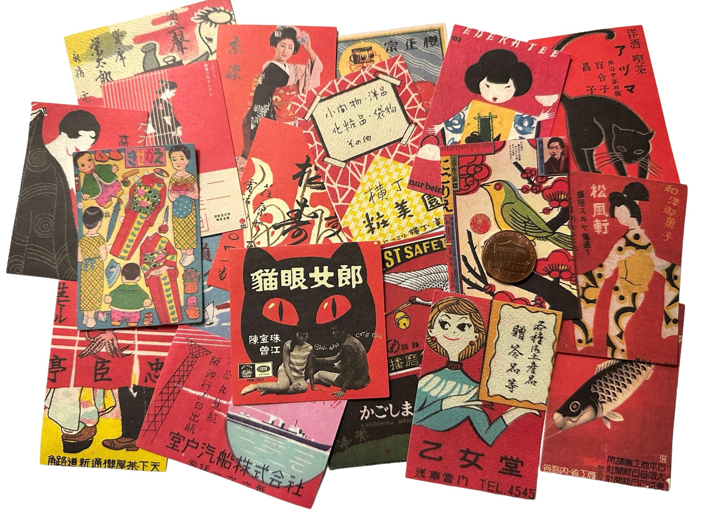 20pcs RETRO ASIAN STICKERS Vintage Style Advertising Retro Products ...