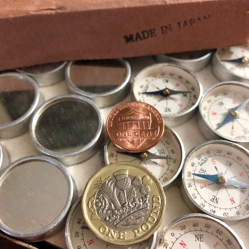MINIATURE VINTAGE COMPASS Tiny Compasses Mirrored Reverse Mini | Etsy