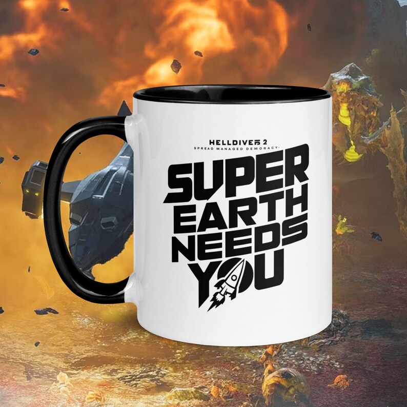 Helldivers 2 Video Game super Earth Needs You Propaganda Mug White and ...