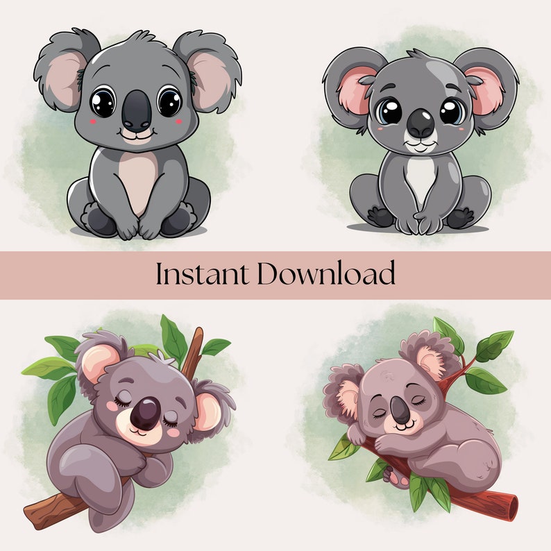 Cute Koalas PNG- Animal Clipart for Commercial Use, Transparent ...