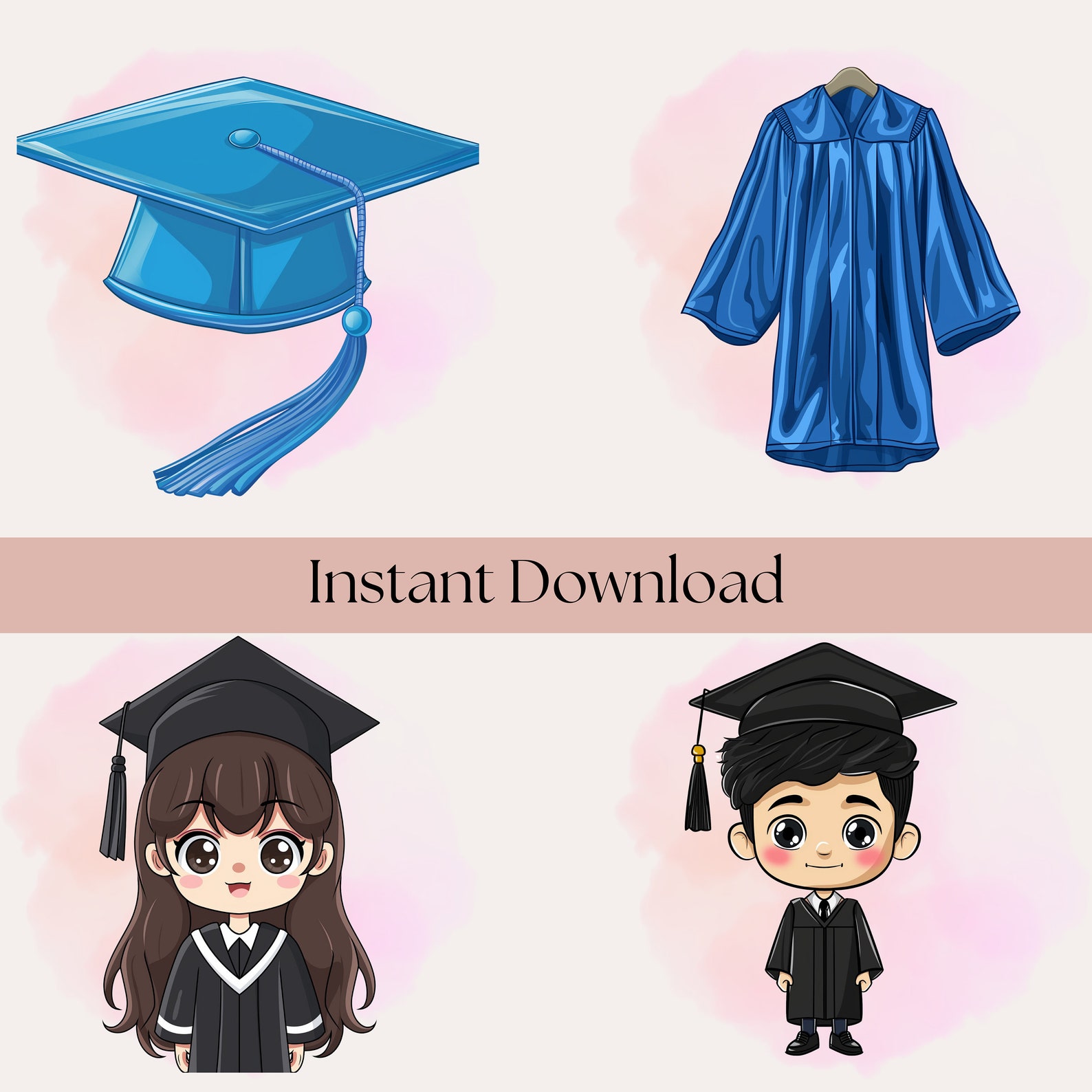 Cute Graduates PNG- Clipart for Commercial Use, Transparent Background ...