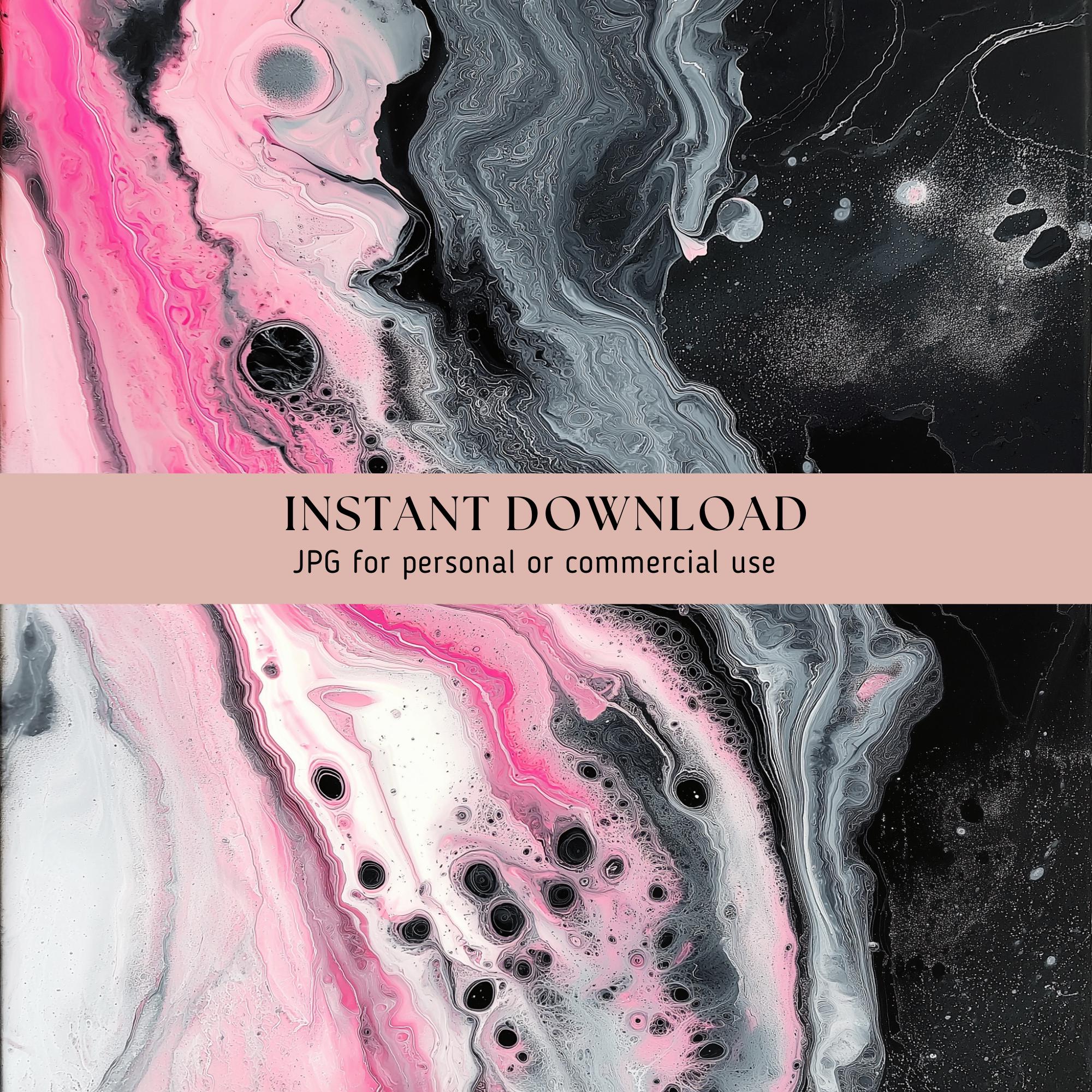 Pink and Black Dot Digital Paper - 12 Pack Acrylic Pour Patterns ...